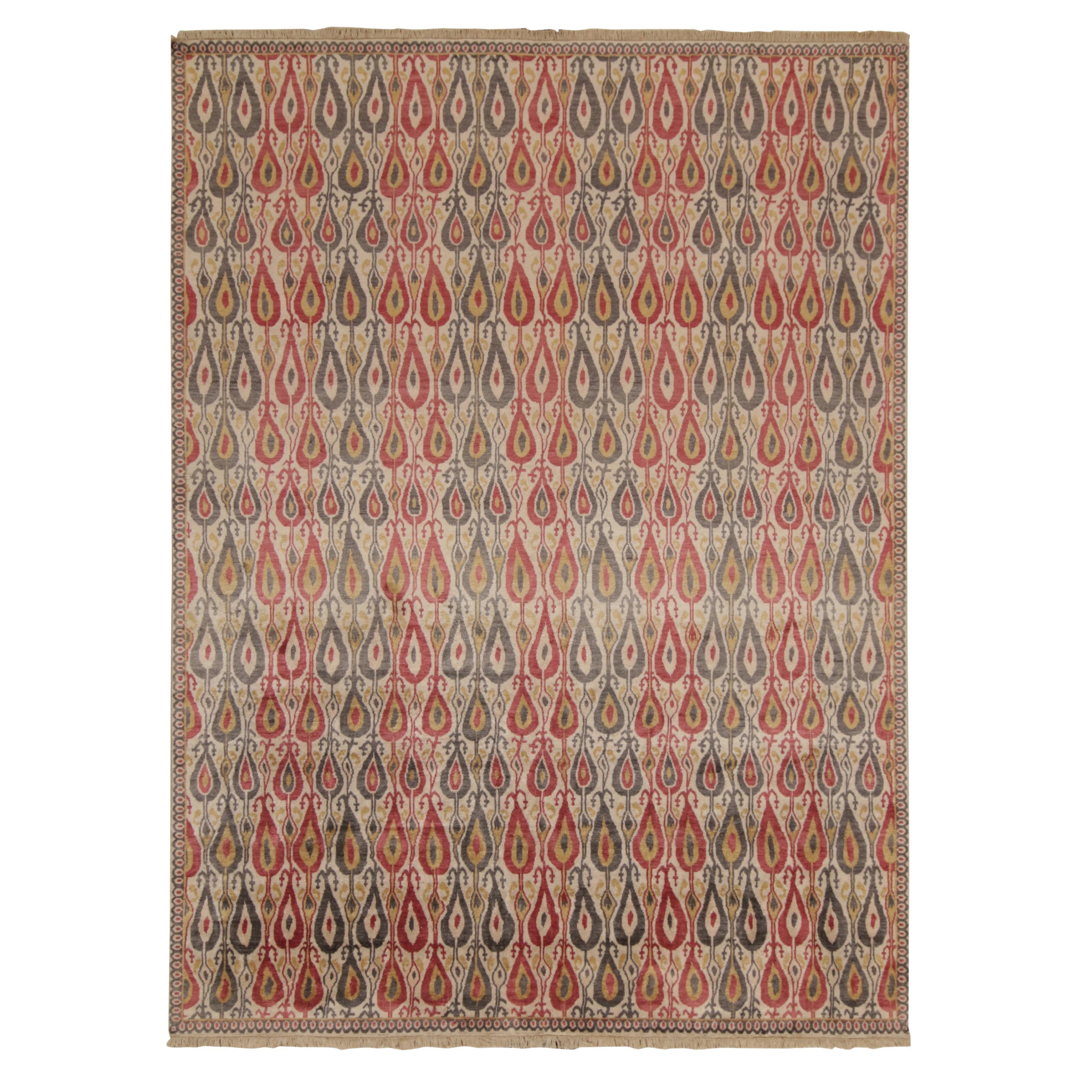 Rug and Kilim’s Classic Ikats Style Rug with Red, Gray and Gold ...