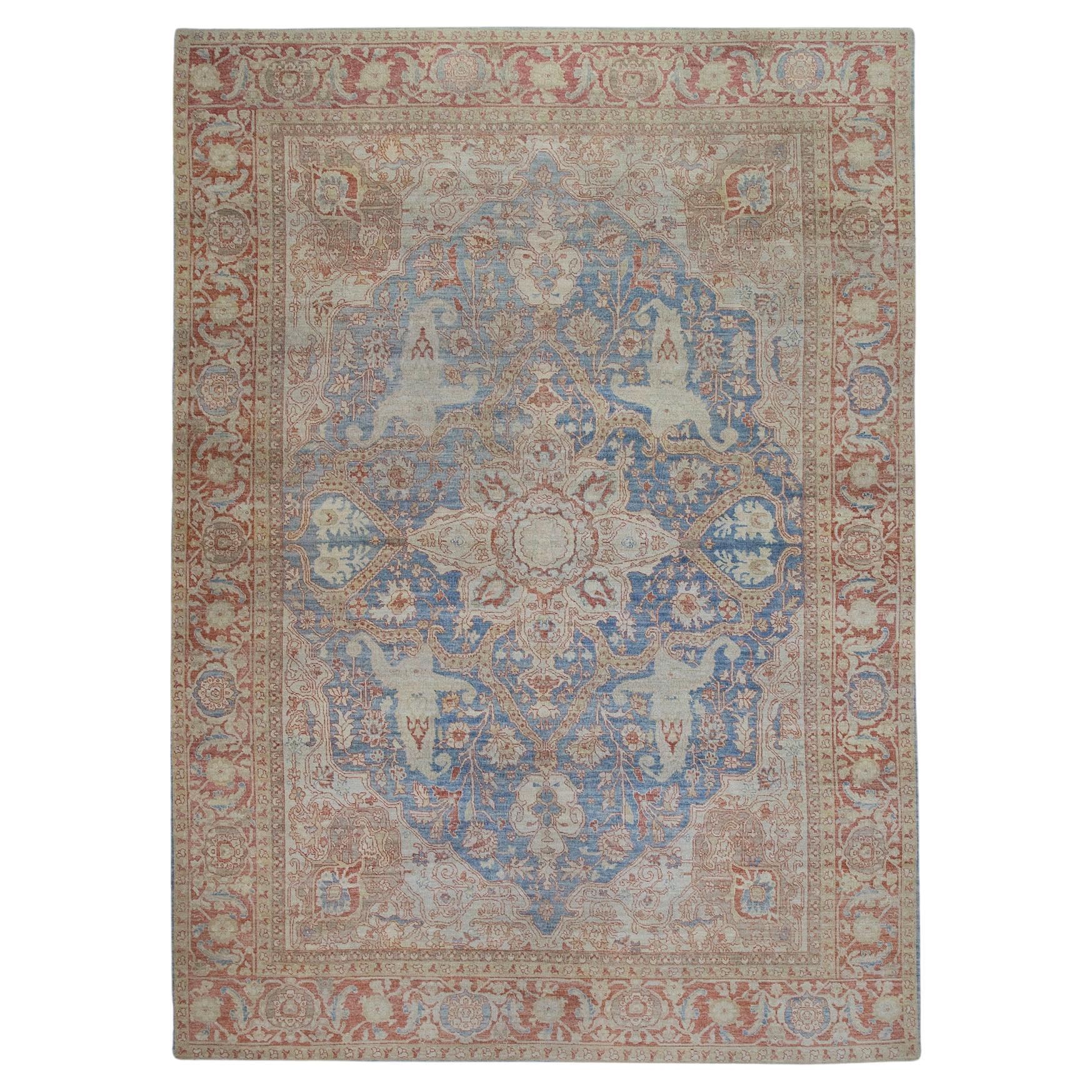 Rug and Kilim’s Classic Oushak Style Rug in Blue with Medallion Floral ...