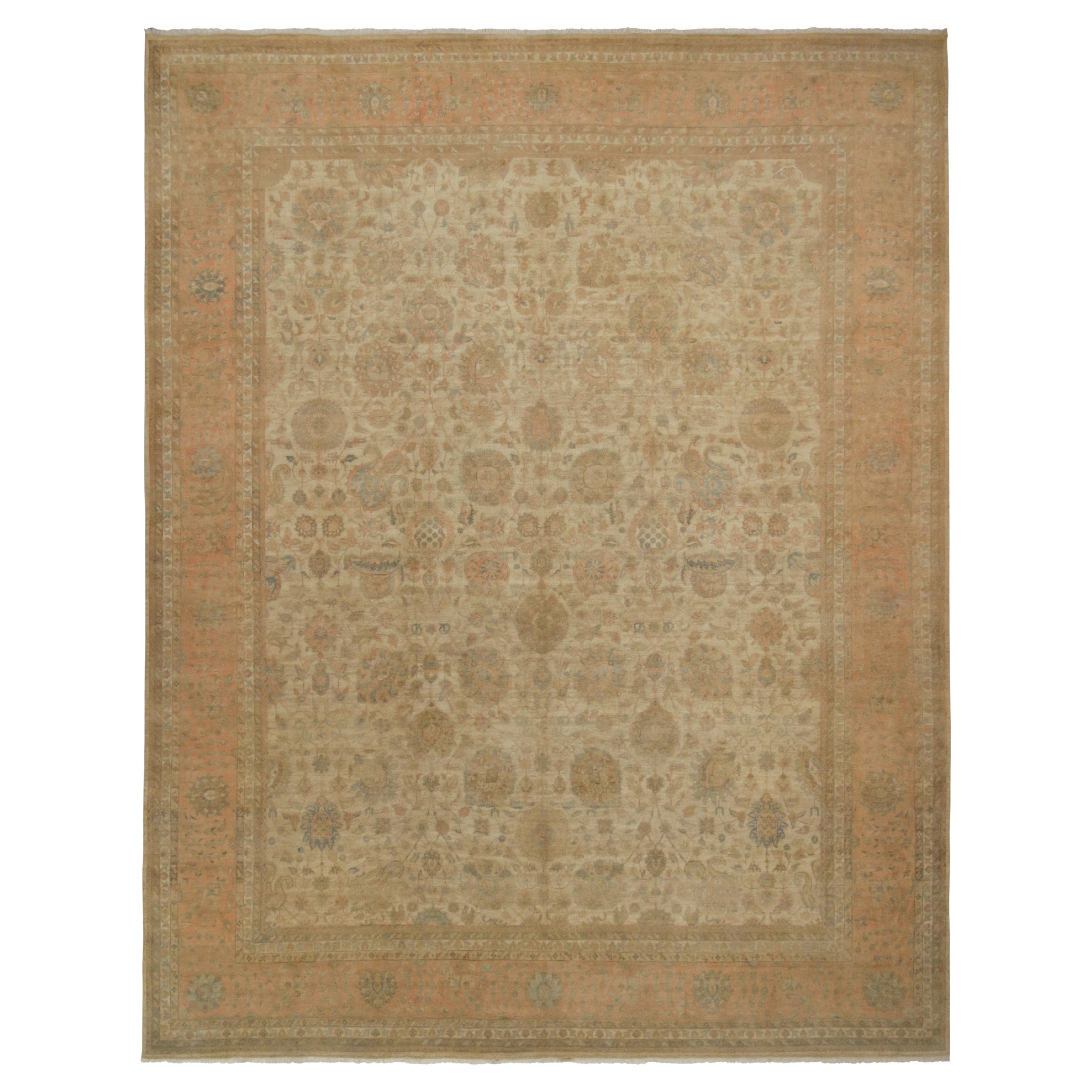 Rug and Kilim’s Classic-Style Rug in Beige-Brown with Pink and Gold ...