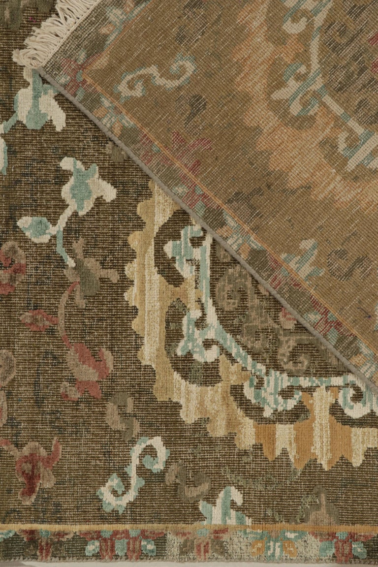 Rug and Kilim’s Classic Spanish Style Rug in Beige-Brown, Gold and Blue ...