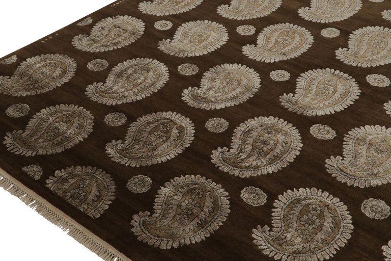 Rug and Kilim’s Classic Style Rug in Brown with Ivory Paisley Patterns ...