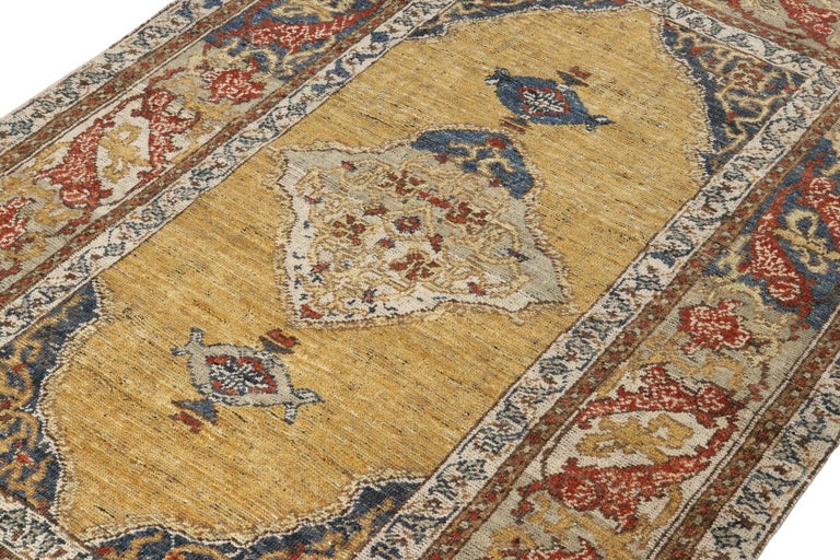 Rug and Kilim’s Classic Style Rug in Gold Medallion Style with Red ...