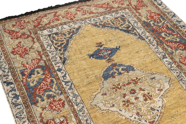 Rug and Kilim’s Classic Style Rug in Gold Medallion Style with Red ...