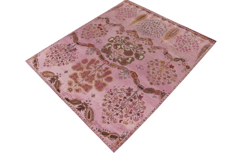 Rug and Kilim’s Classic Style Rug in Pink and Beige-Brown Floral ...