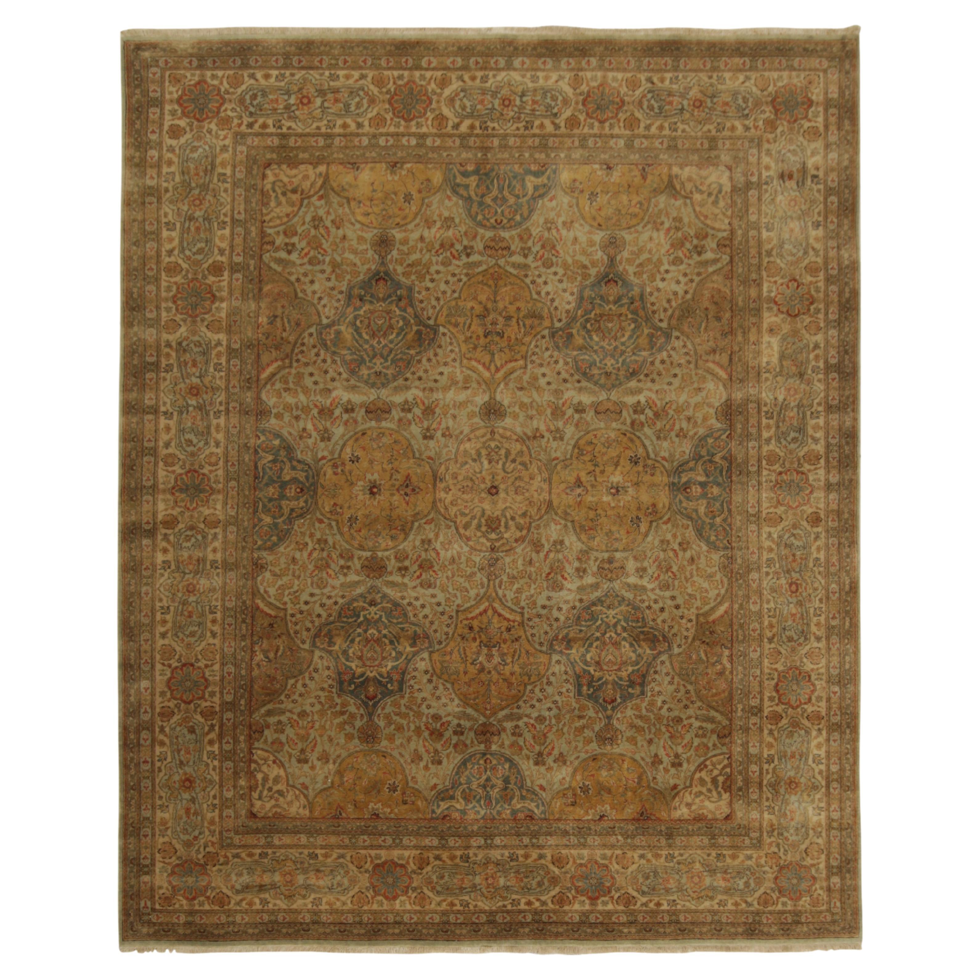 Rug and Kilim’s Classic Style Rug with Gray, Beige and Gold Floral ...
