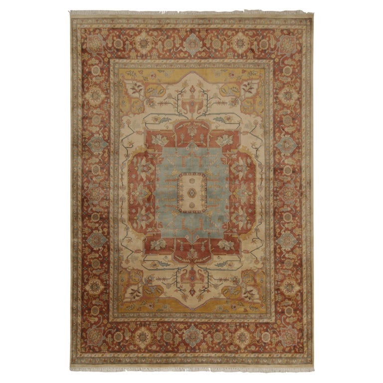 Rug and Kilim’s Classic Style Rug with Red and Gold with Blue Medallion ...