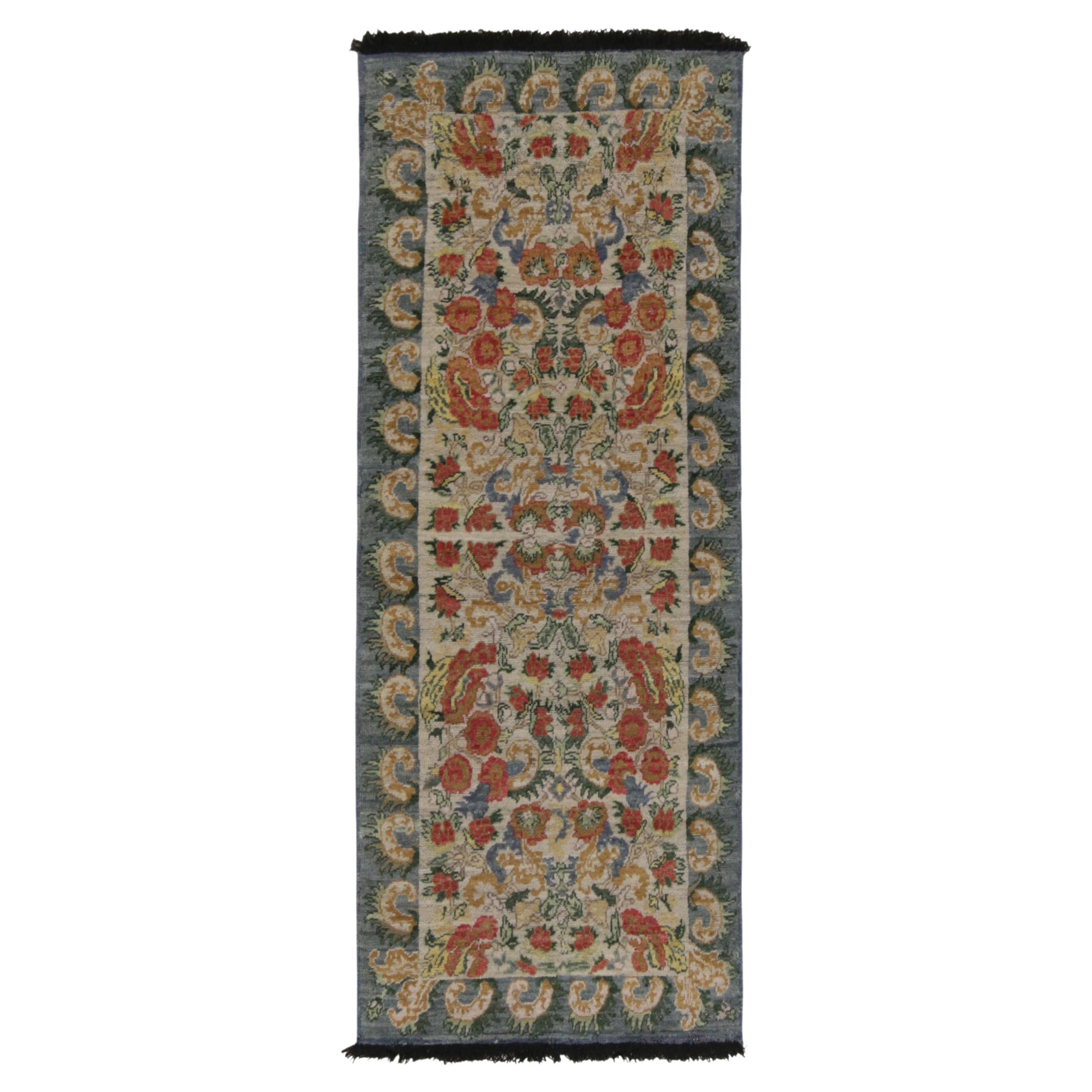 Rug and Kilim’s Classic Style Runner in Red Floral Patterns on Off ...