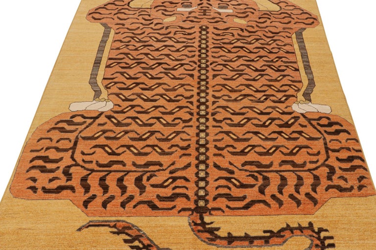 Rug and Kilim’s Classic-Style Tiger-Skin Rug Design with Orange and ...