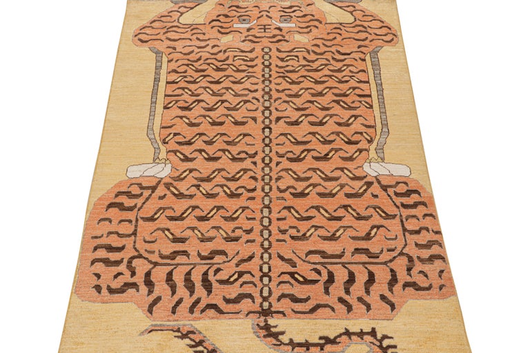 Rug and Kilim’s Classic Style Tiger-Skin Rug with Orange and Brown ...