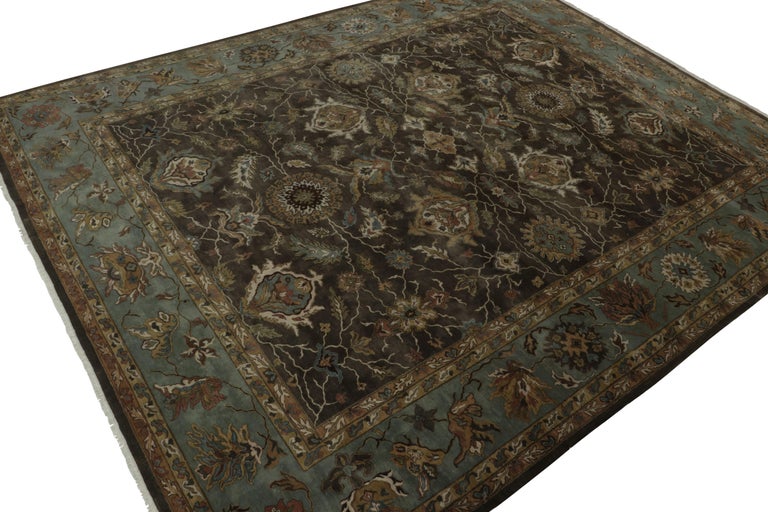Rug and Kilim’s Classic Tabriz style rug in Brown, Blue and Gold Floral ...