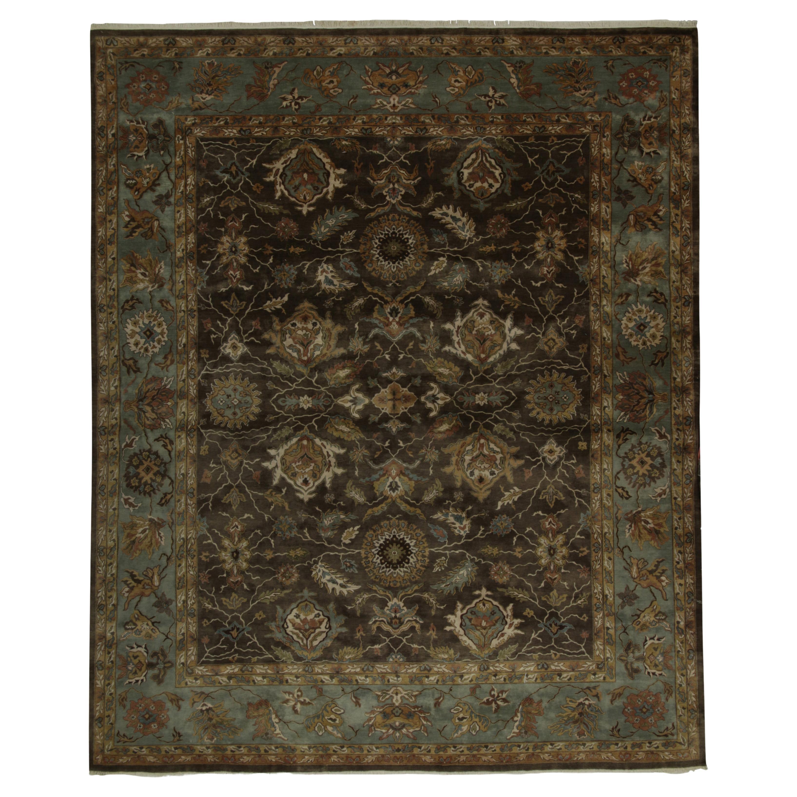 Rug and Kilim’s Classic Tabriz style rug in Brown, Blue and Gold Floral ...