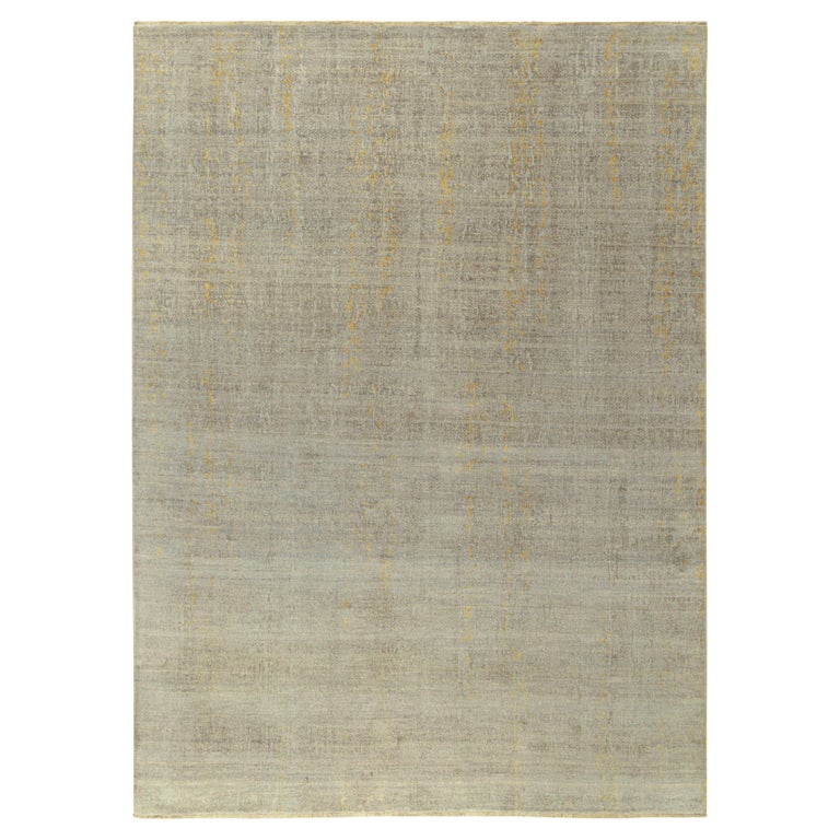 Rug and Kilim’s Contemporary Abstract Rug in Blue, Silver-Gray and Gold ...