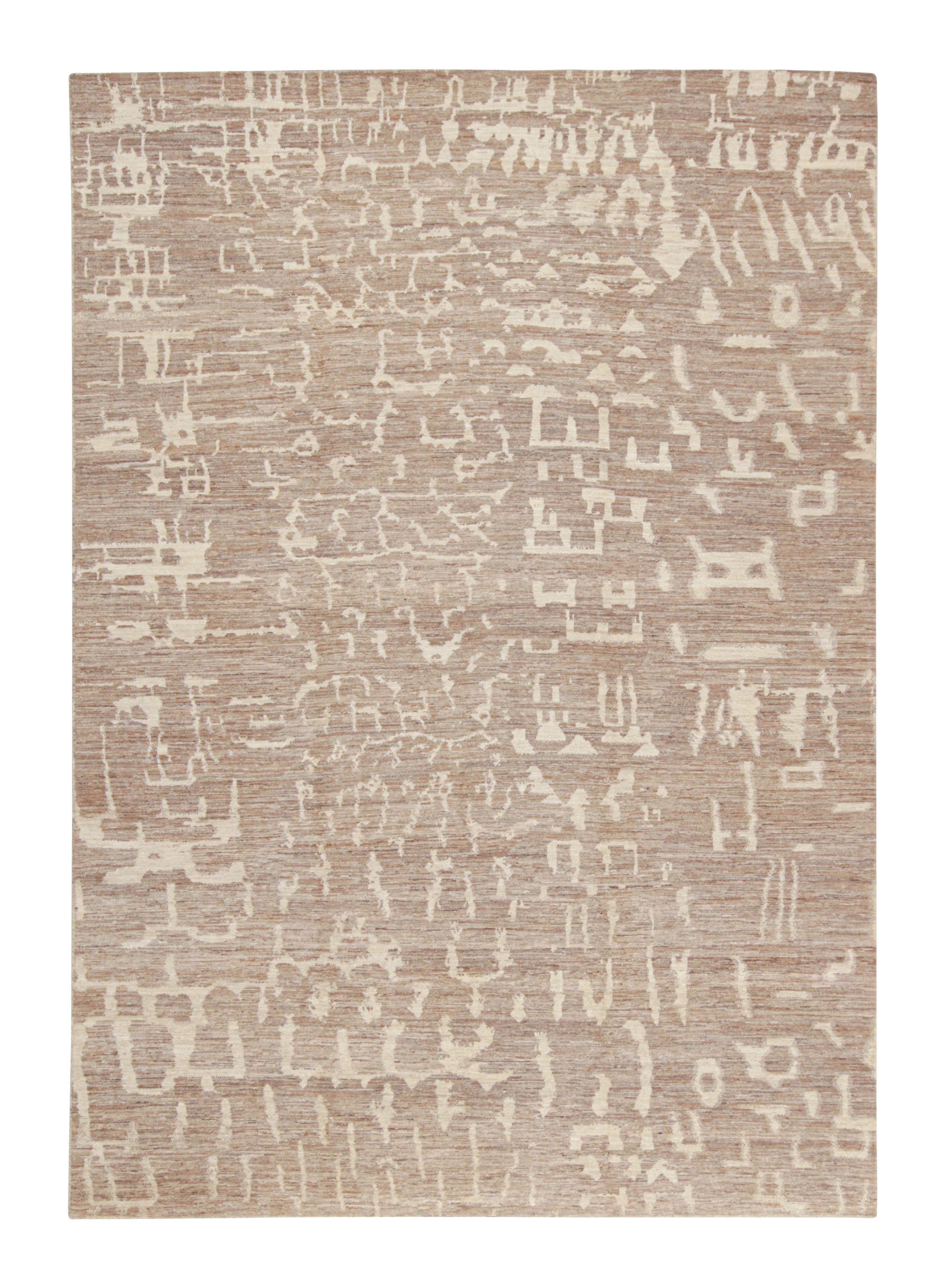 Rug and Kilim’s Contemporary Abstract Rug with Beige-Brown Geometric ...