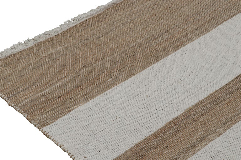 Rug and Kilim’s Contemporary Jute Flat Weave in White and Beige-Brown ...