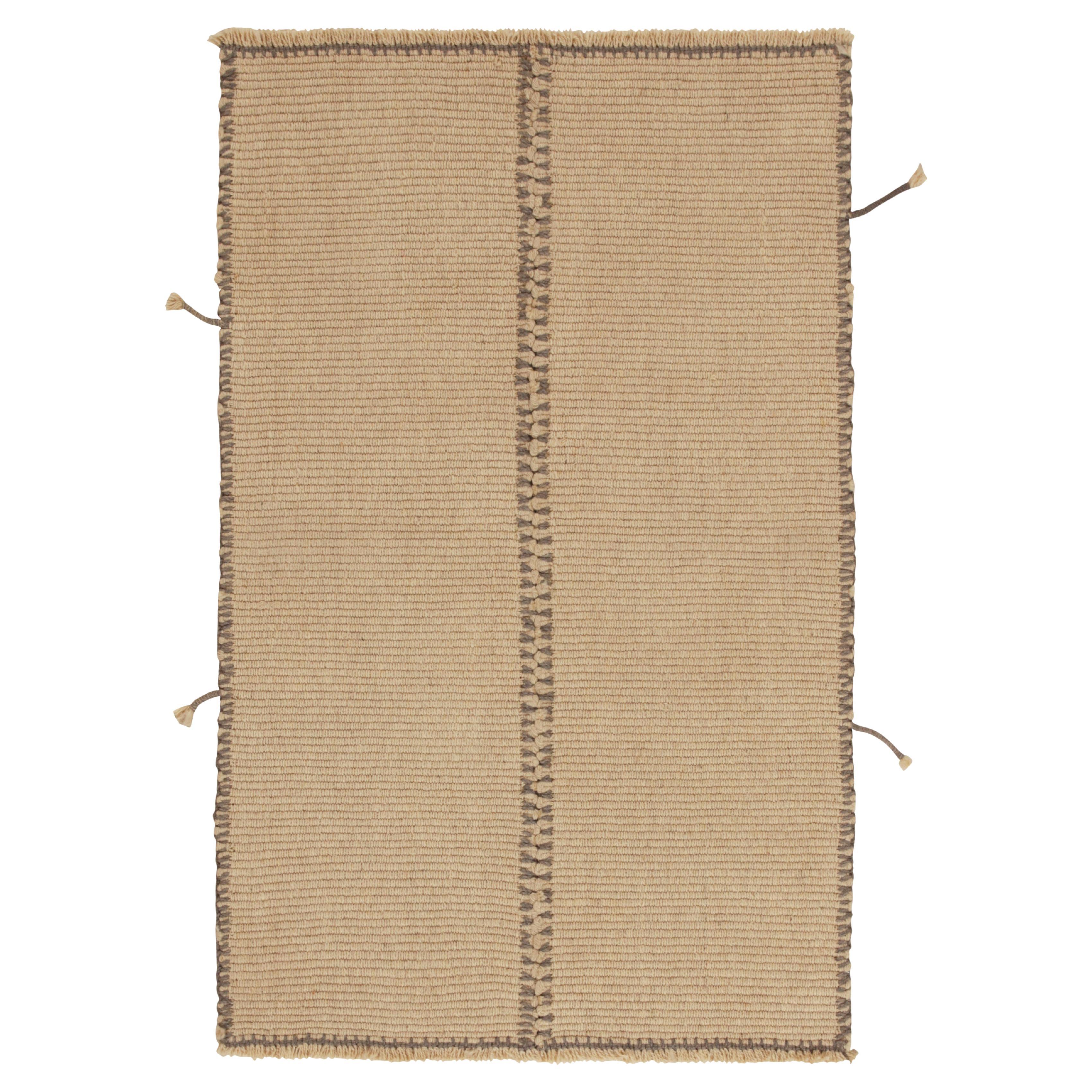 Rug and Kilim’s Contemporary Kilim in Beige-Brown Panels with Ochre ...