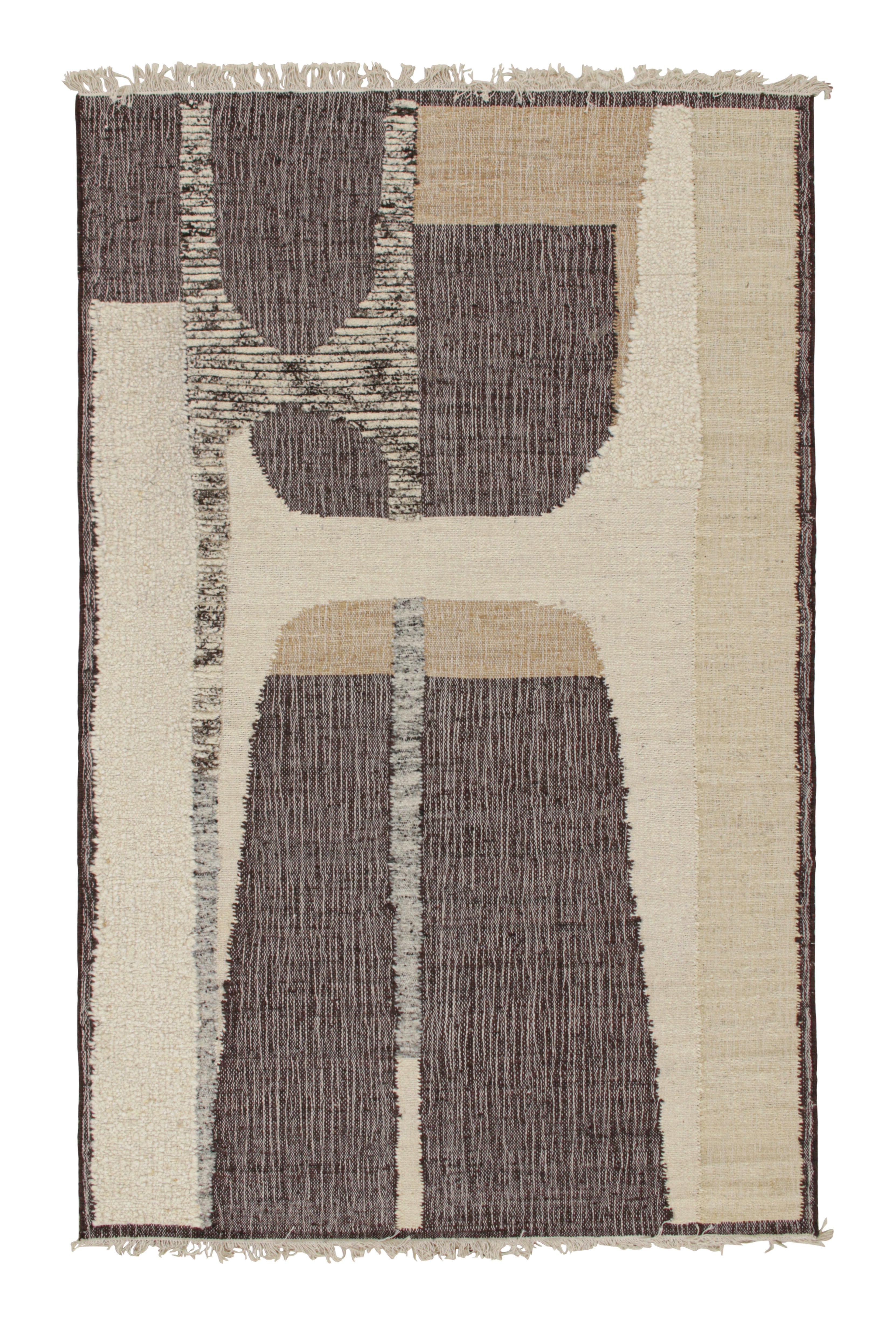 Rug and Kilim’s Contemporary kilim rug in Brown, White and Black ...