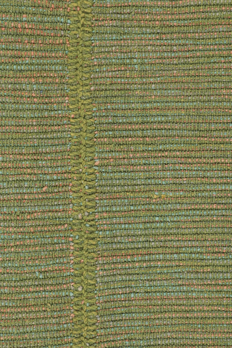 Rug and Kilim’s Contemporary Kilim Rug in Green with Teal and Pink ...
