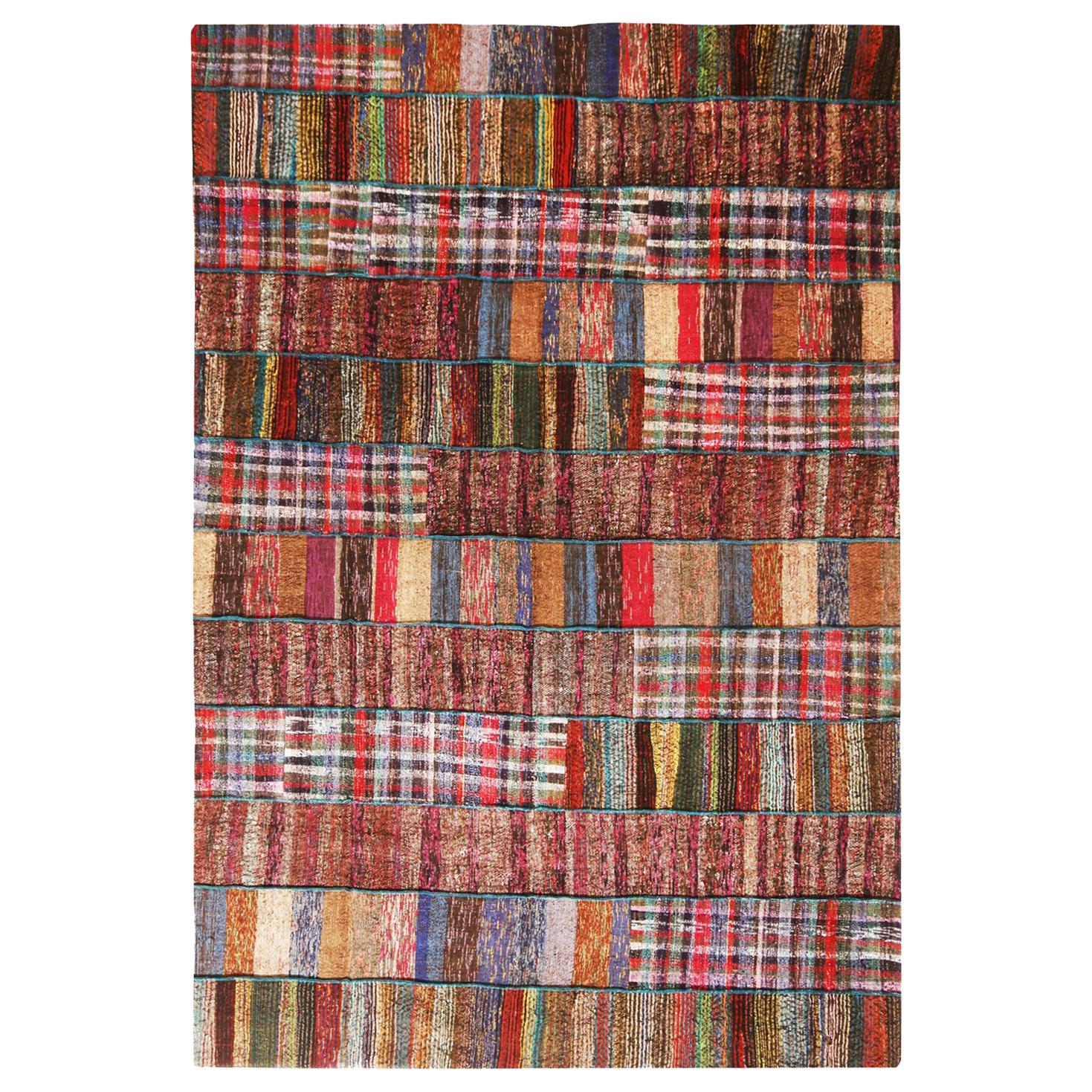 Rug and Kilim’s Patchwork Beige and Multi-Color Wool Kilim Rug at 1stDibs