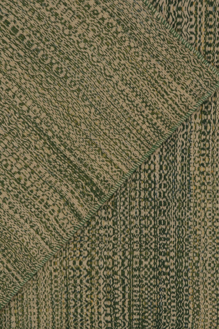 Rug and Kilim’s Contemporary Persian Kilim in Green and Beige Stripes ...