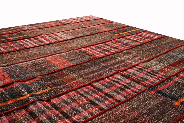 Rug and Kilim's Contemporary Red and Multi-Color Wool Kilim Rug For ...