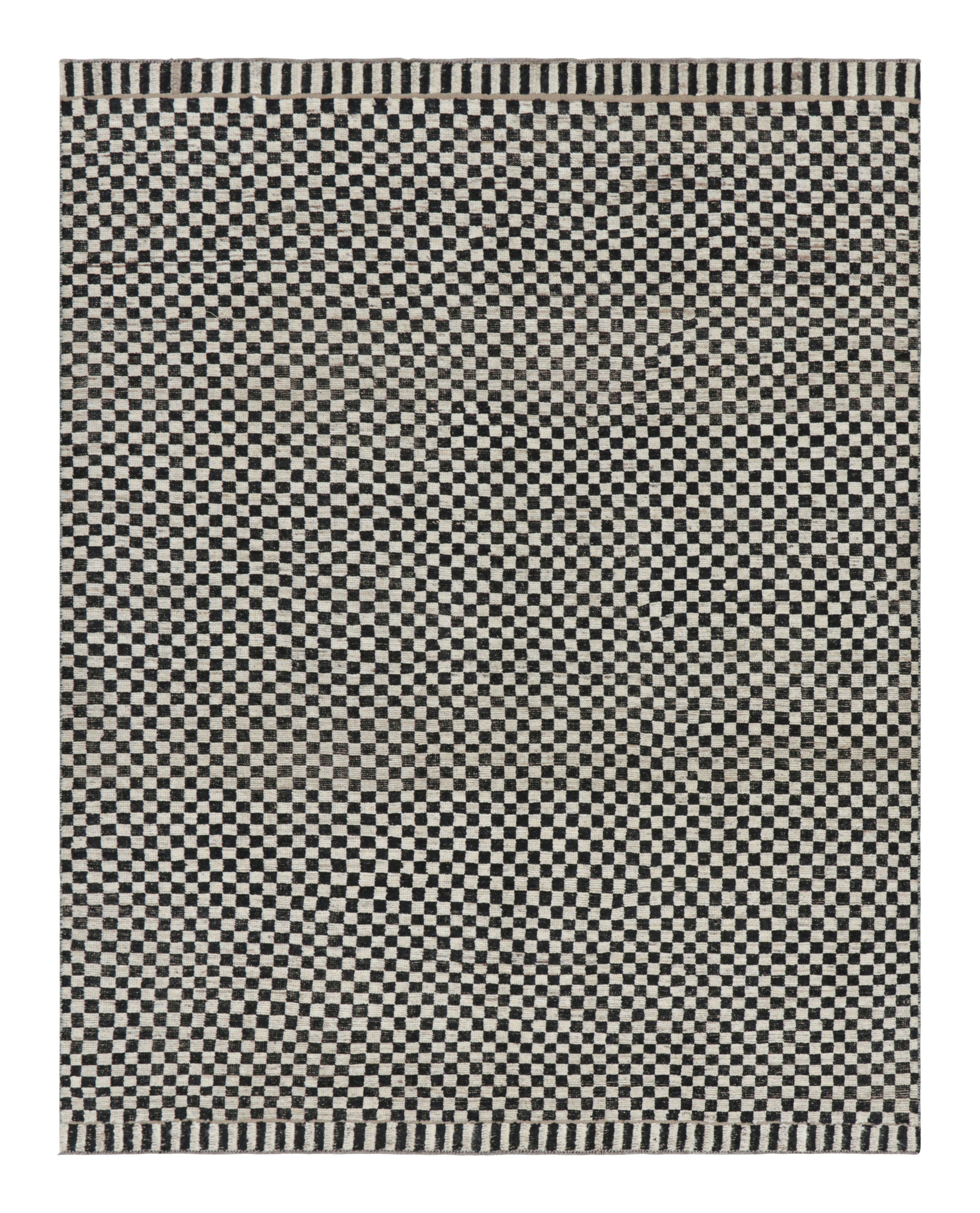 Rug and Kilim’s Contemporary Rug in Black and White Checkerboard ...
