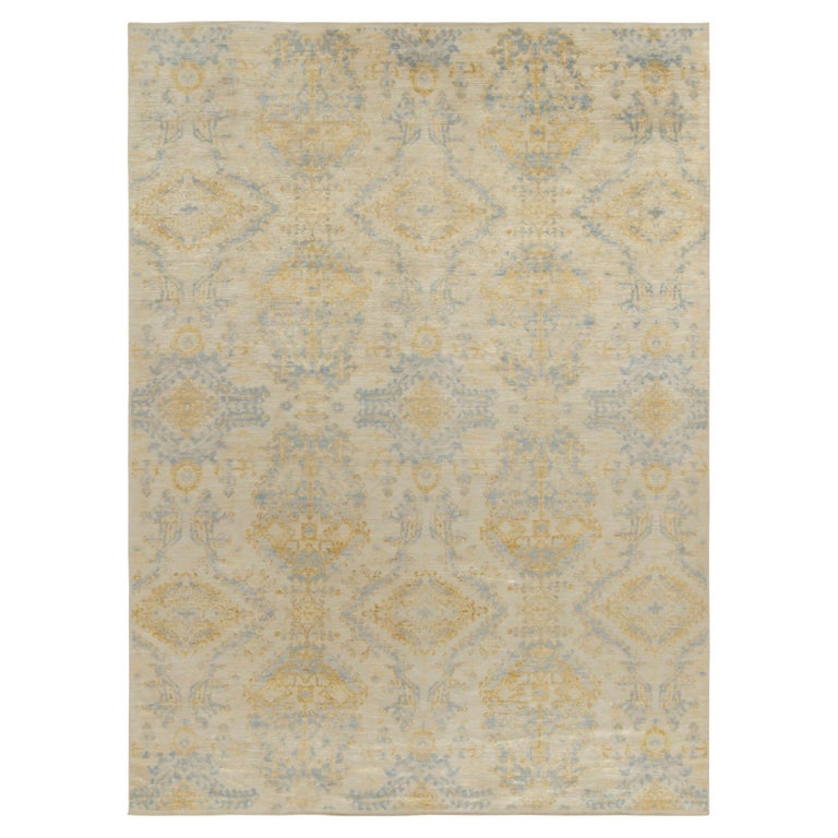 Rug and Kilim’s Contemporary Rug in Blue, Gold and Beige All over ...