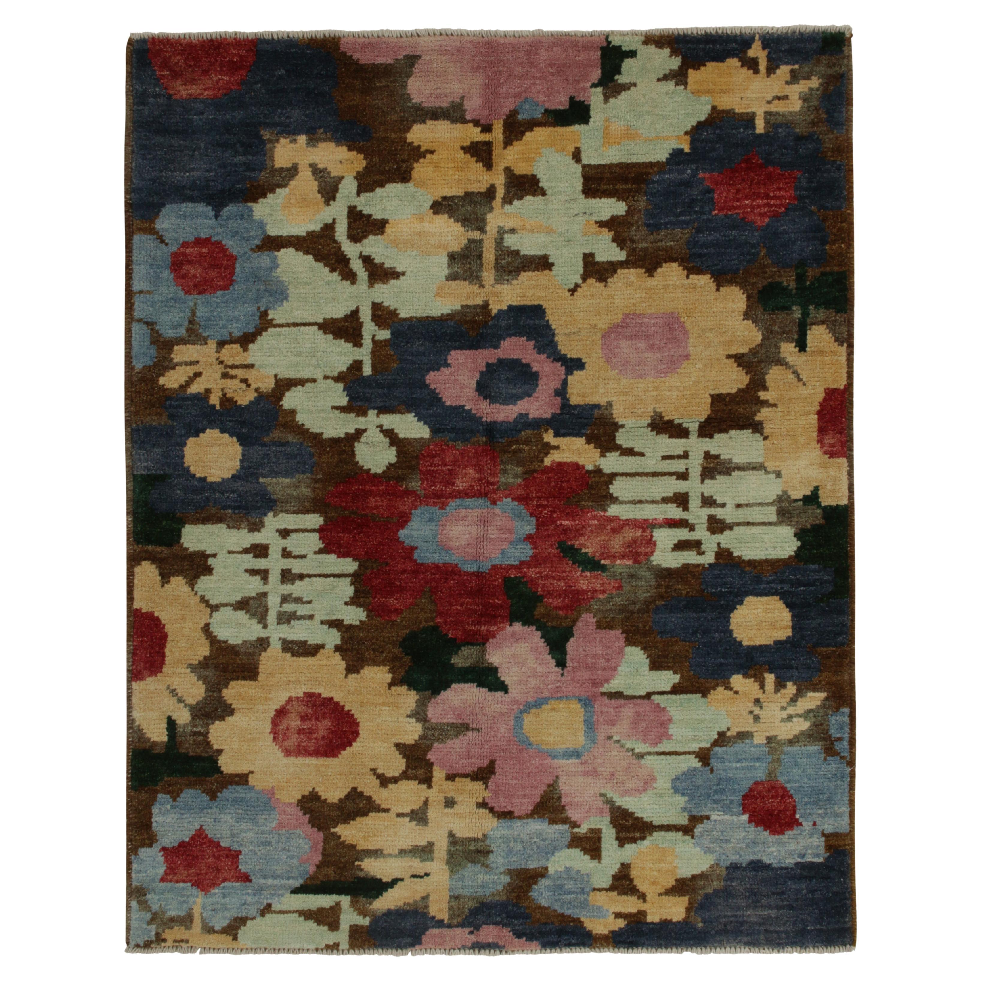 Rug and Kilim’s Handmade Contemporary Rug in Beige Brown Floral Pattern ...