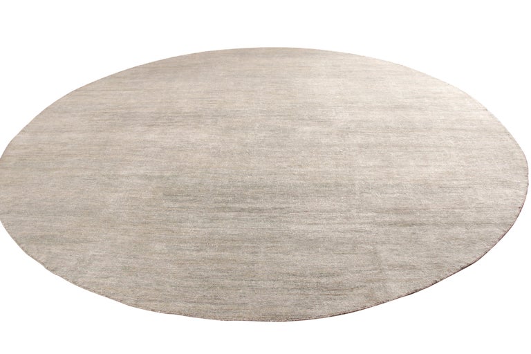Rug and Kilim’s Texture of Color Custom Circle Rug Design in Solid Grey ...