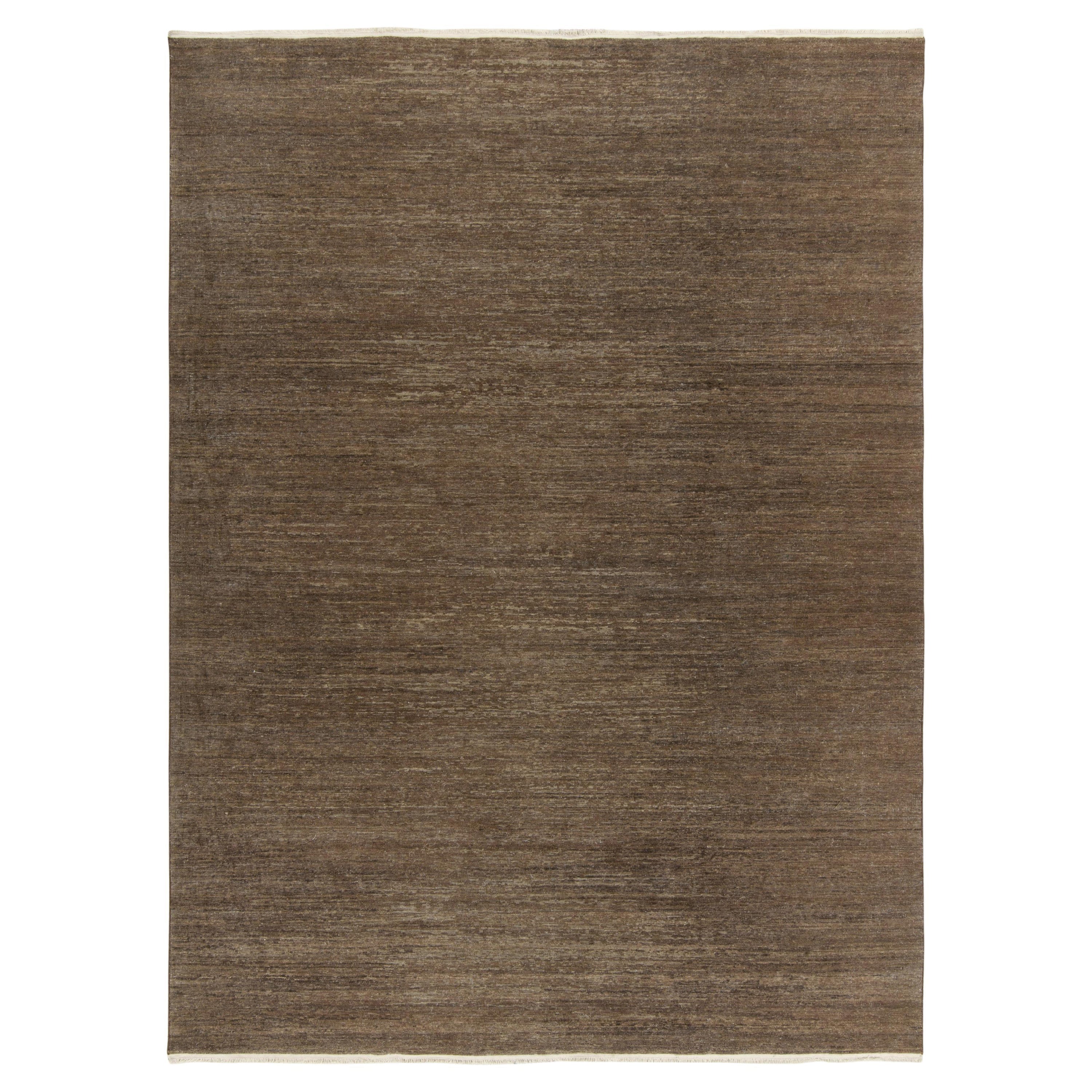 Rug and Kilim’s Contemporary Textural Rug in Brown, Simple Solid Striae ...