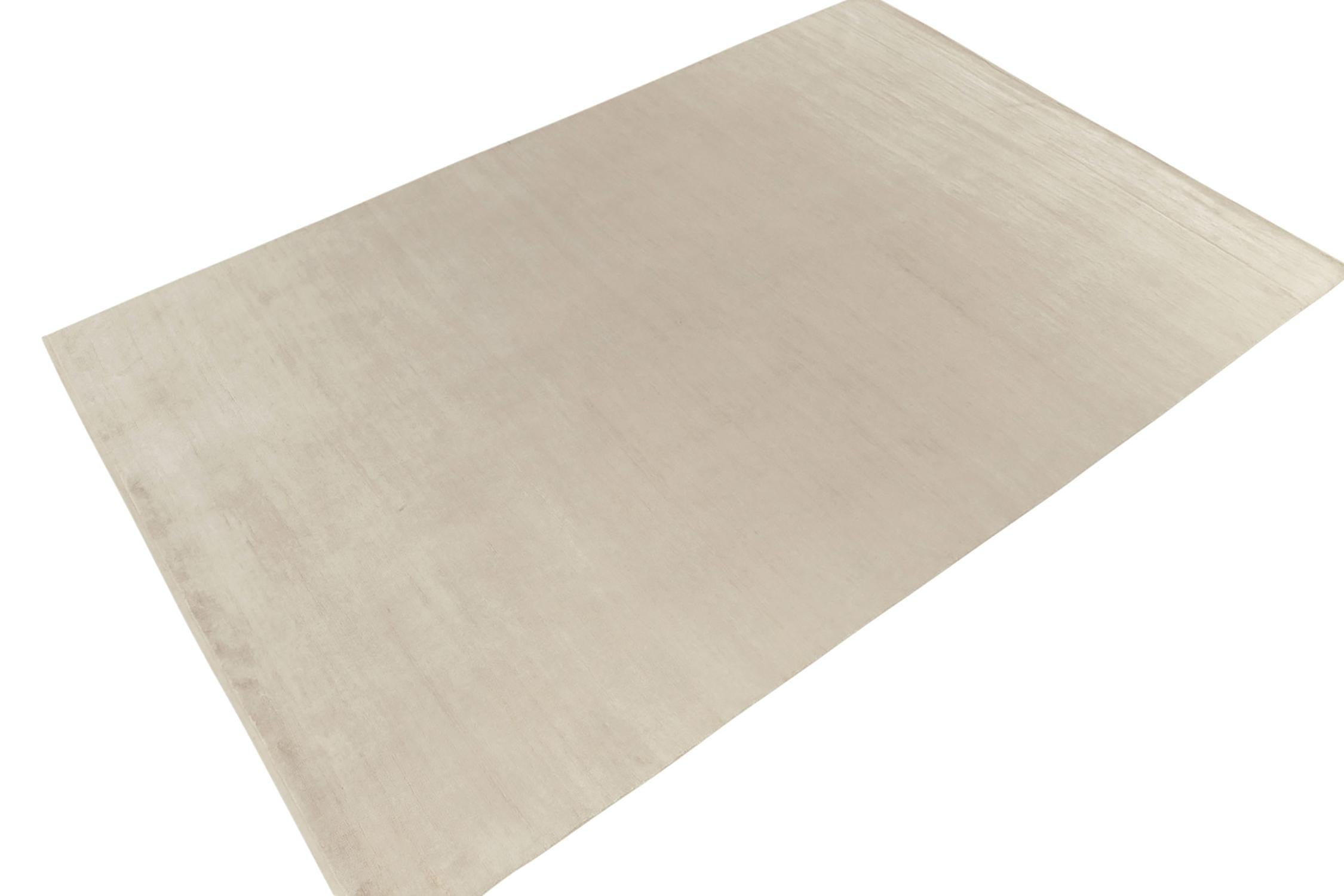 Rug and Kilim’s Contemporary Textural Rug in Solid Off-White Striae For ...