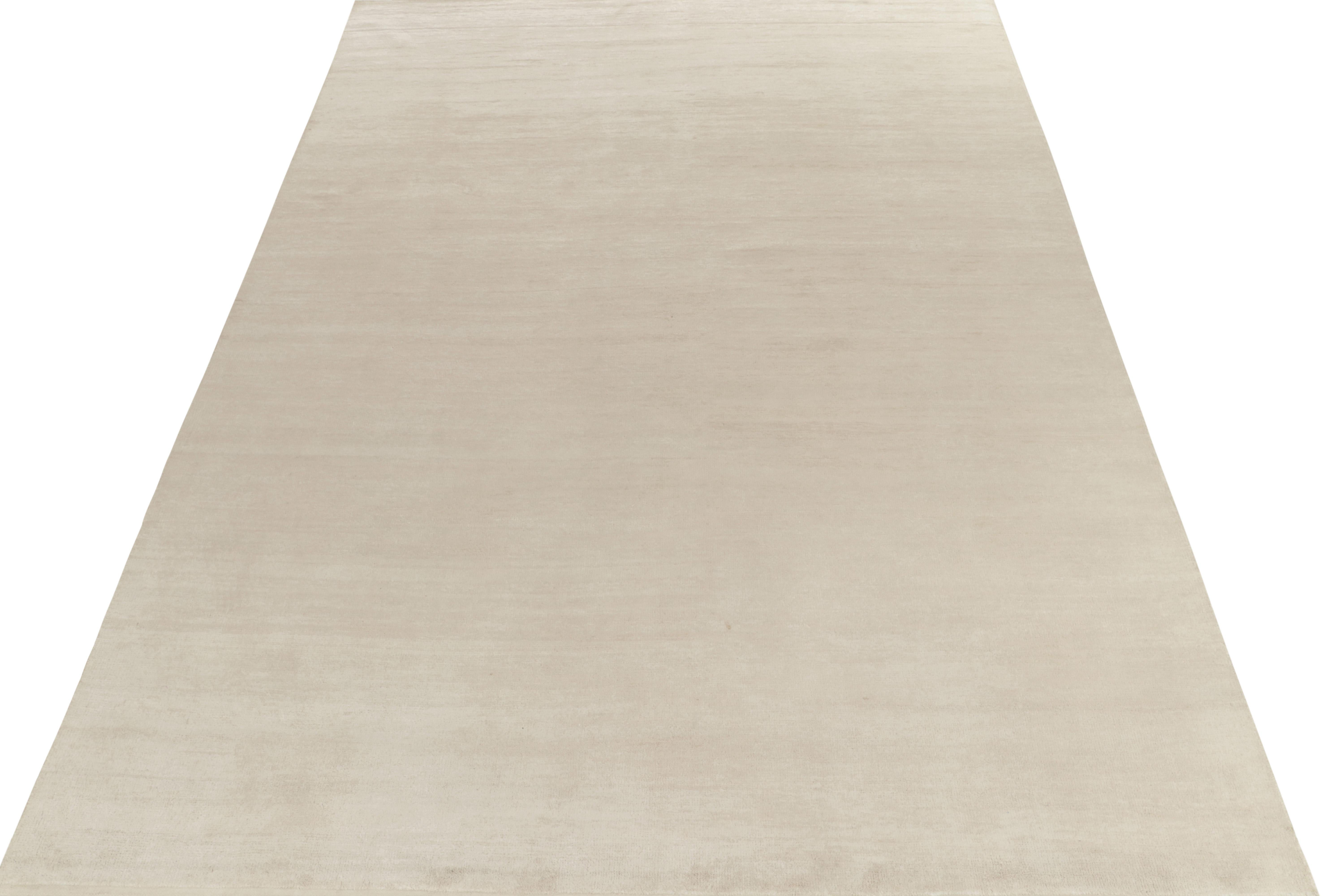 Rug and Kilim’s Contemporary Textural Rug in Solid Off-White Striae For ...