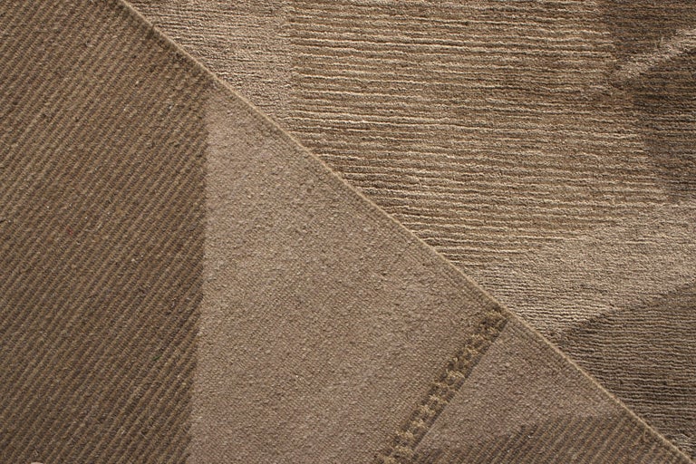 Rug and Kilim’s Cubist Style Modern Deco Rug in Beige Brown Geometric ...