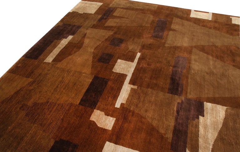 Rug and Kilim’s Cubist Style Modern Rug in Beige Brown Geometric ...