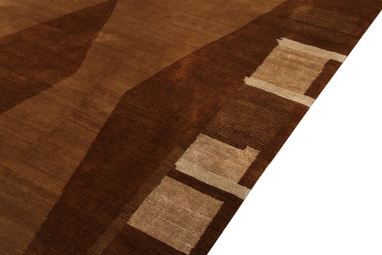Rug and Kilim’s Cubist Style Modern Rug in Beige Brown Geometric ...