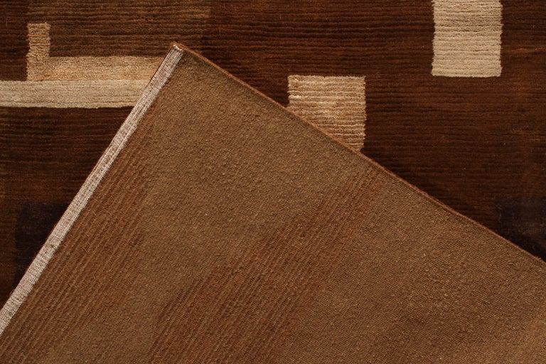 Rug and Kilim’s Cubist Style Modern Rug in Beige Brown Geometric ...