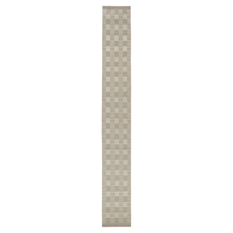 Rug and Kilim’s Custom Scandinavian Style Kilim Runner in Greige ...