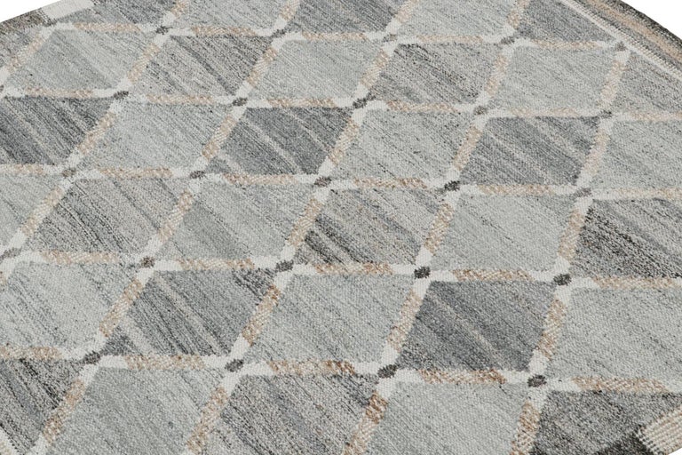 Rug and Kilim’s Custom Scandinavian Style Outdoor Kilim with Geometric ...