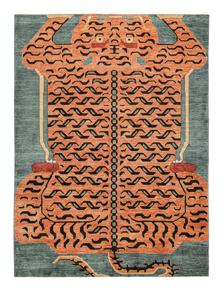 Rug and Kilim’s Custom Tiger-Skin Rug Design with Orange and Brown ...
