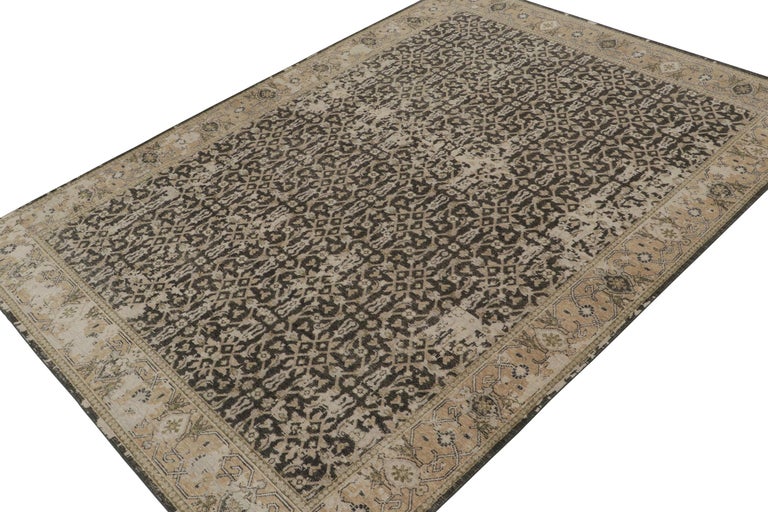 Rug and Kilim’s Distressed Persian Style Runner in Black with Beige ...