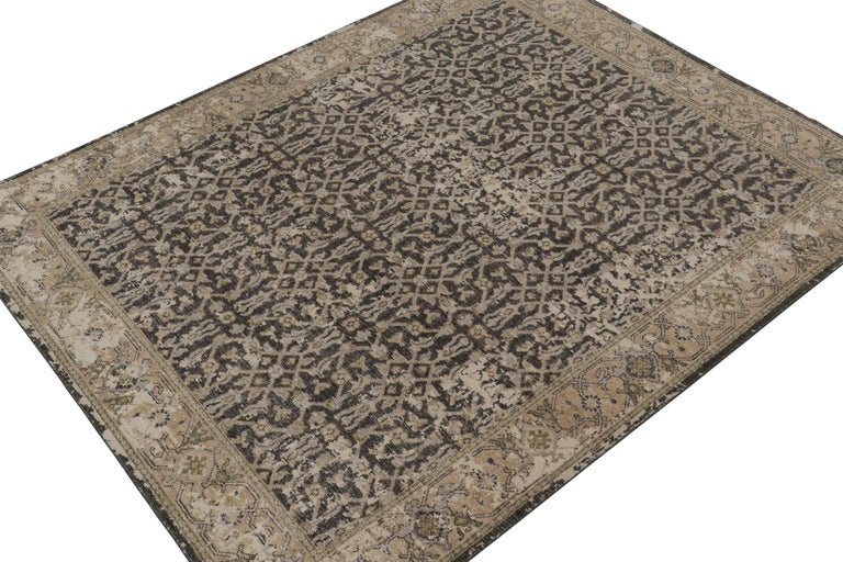 Rug and Kilim’s Distressed Persian Style Runner in Black with Beige ...