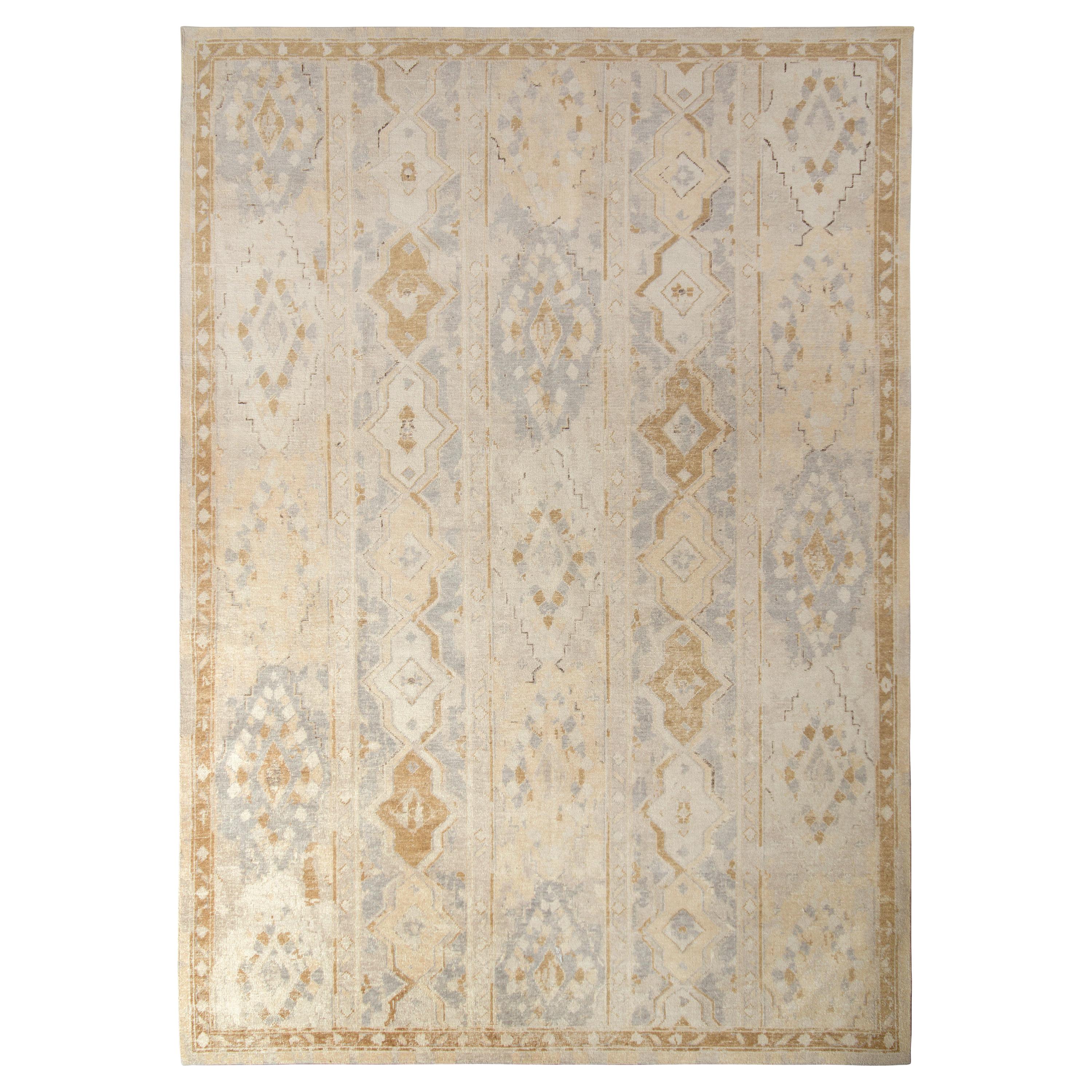 Rug and Kilim’s Distressed Style Rug in Beige, Gray Dots Pattern For ...