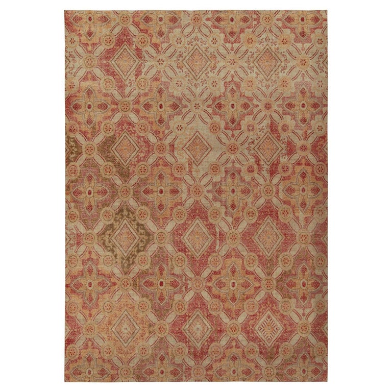 Rug and Kilim’s Distressed Style Rug in Red, Gold and Beige-Brown ...