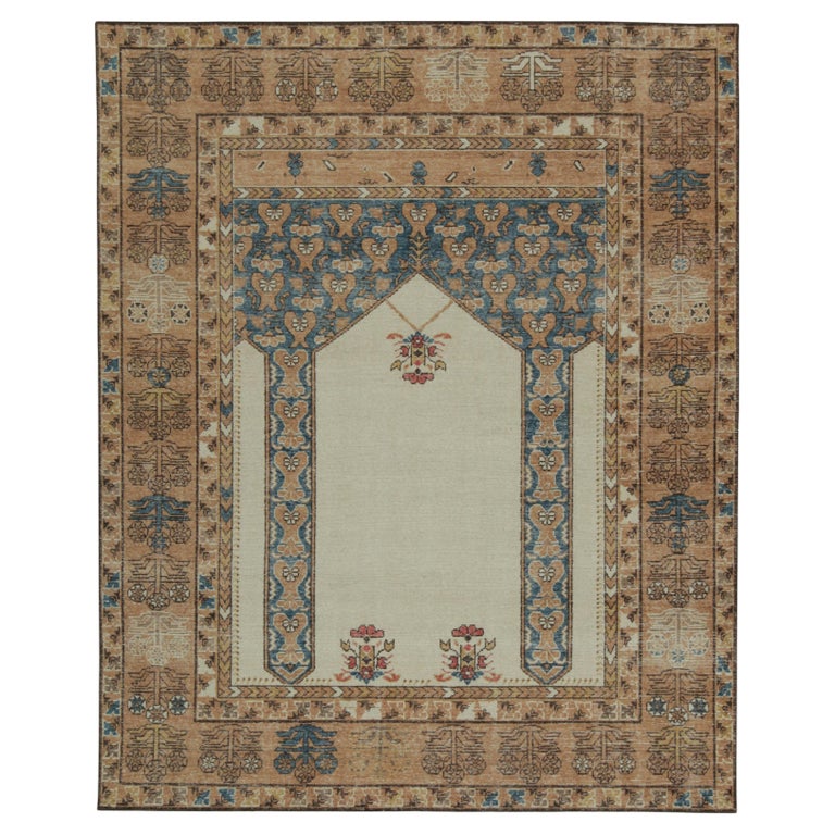 Rug and Kilim’s Distressed Style rug with Mihrab Pattern and Beige Open ...