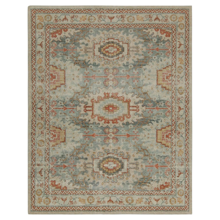 Rug and Kilim’s Distressed Tribal Style Rug in Blue with Rustic Floral ...