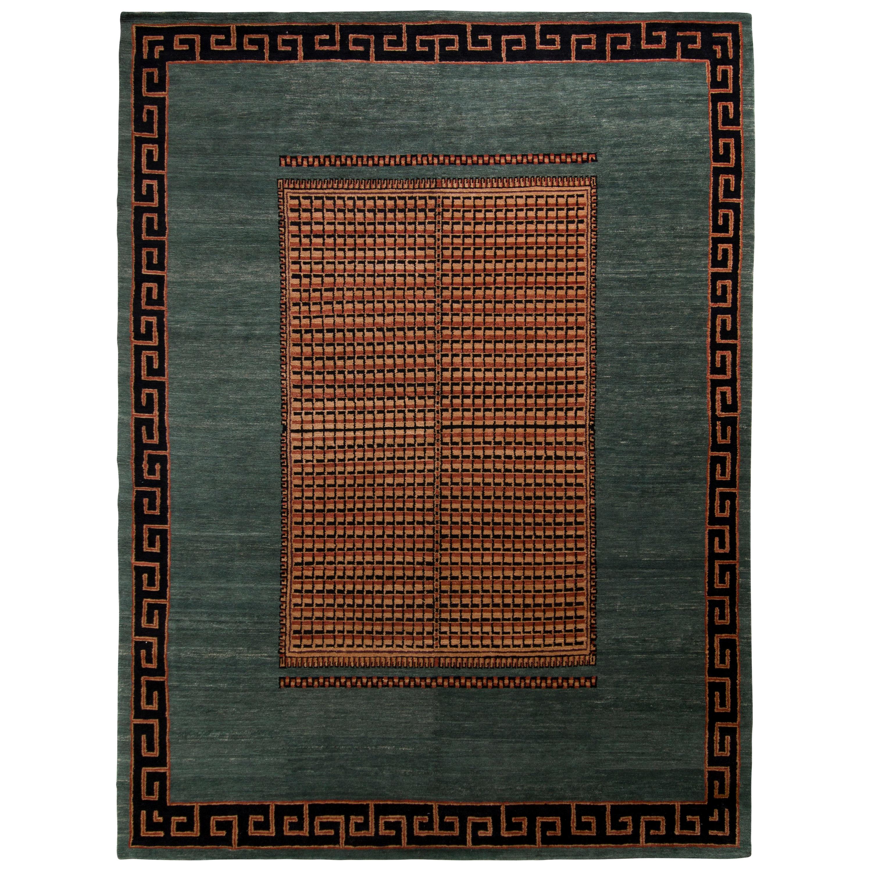 Rug and Kilim’s European Style Deco Rug in Blue and Beige-Brown ...