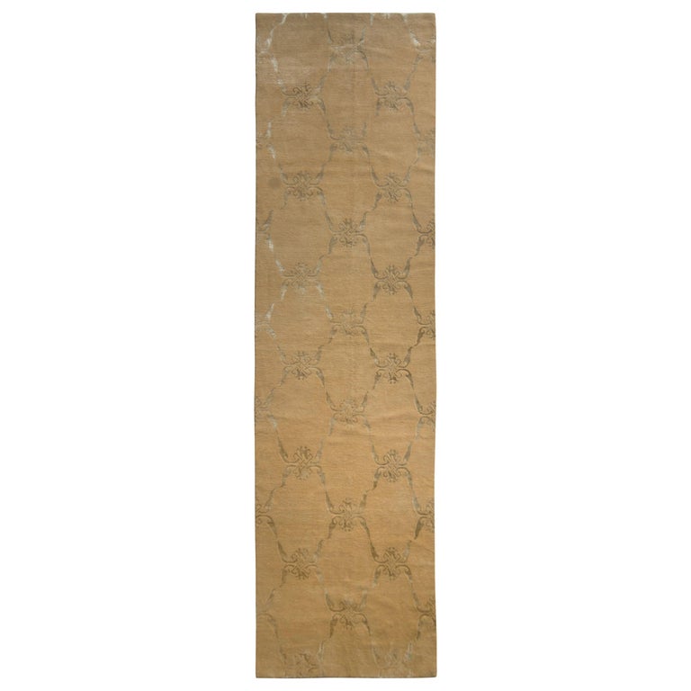 Rug and Kilim’s European Style Rug in Beige-Brown and Green Medallion ...