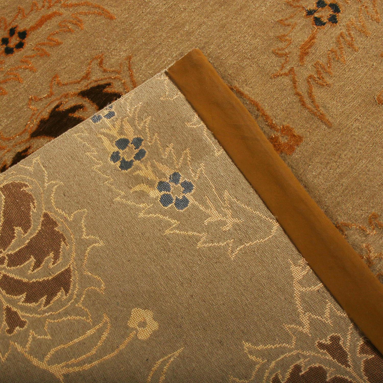 Rug and Kilim's European Style Rug in Beige-Brown, Golden-Orange Floral ...