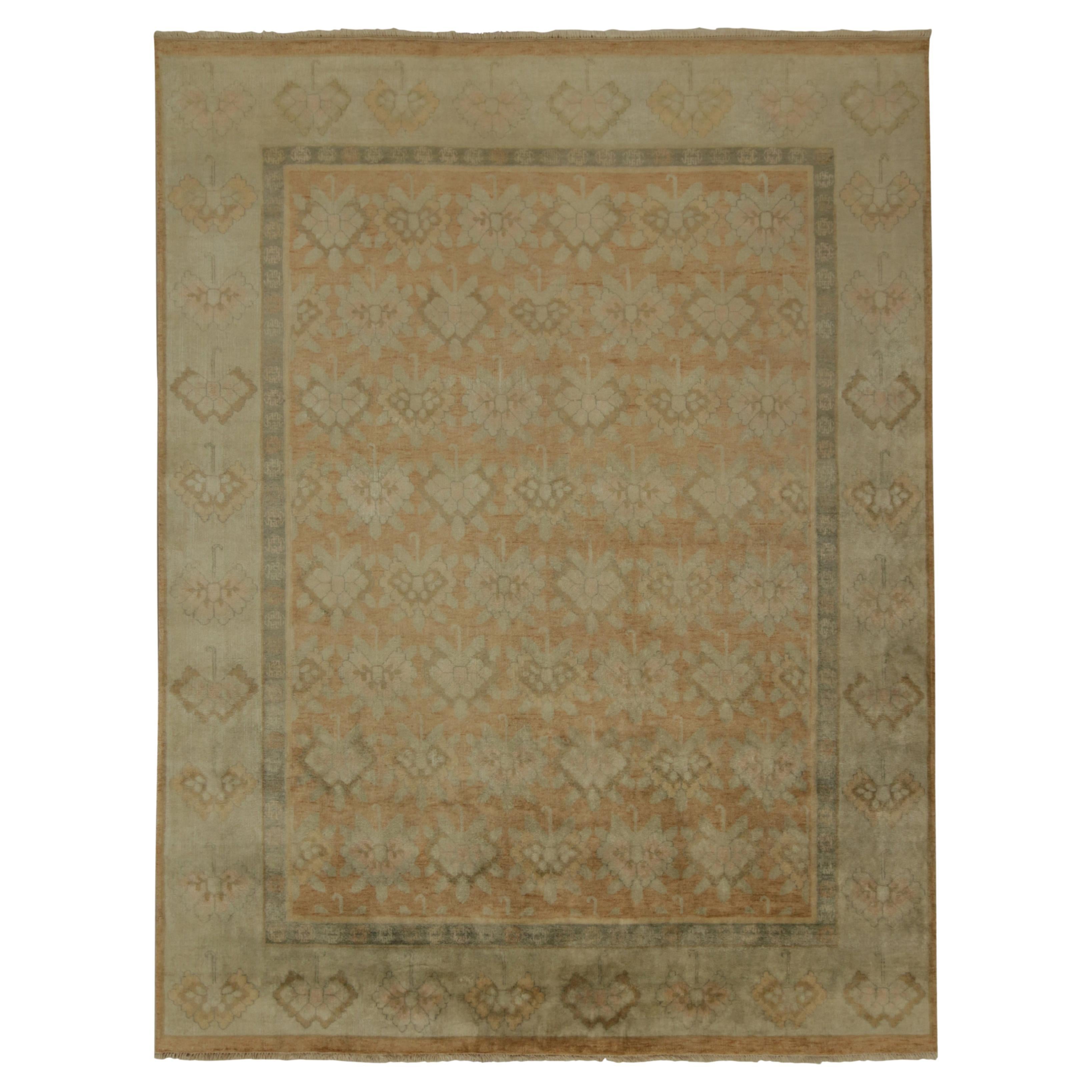 Rug and Kilim’s European Style Rug with Orange, Blue and Pink Floral ...