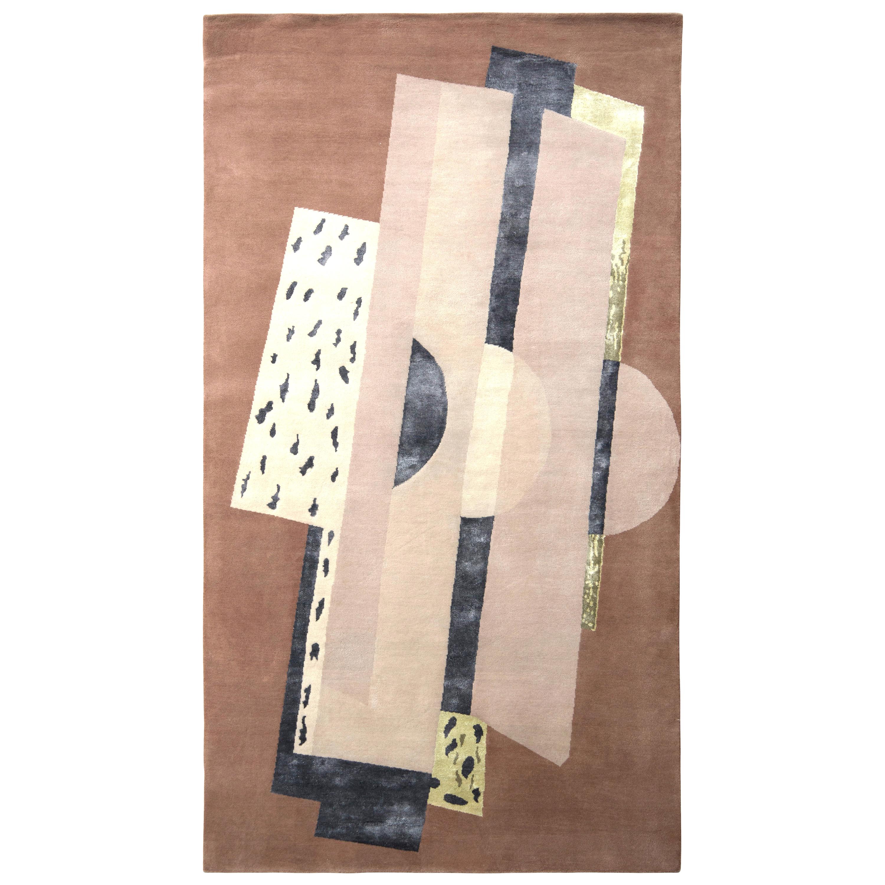 Rug and Kilim’s French Style Art Deco Rug In Brown With Geometric ...