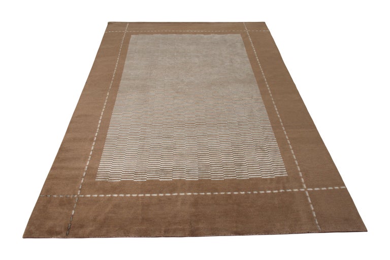 Rug and Kilim's Hand Knotted Austrian Art Deco Style Rug in Brown and ...